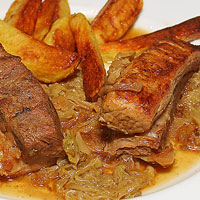 Rezept: Kalbsbrust mit Wirz und Kümmel geschmort - Rollis Rezepte